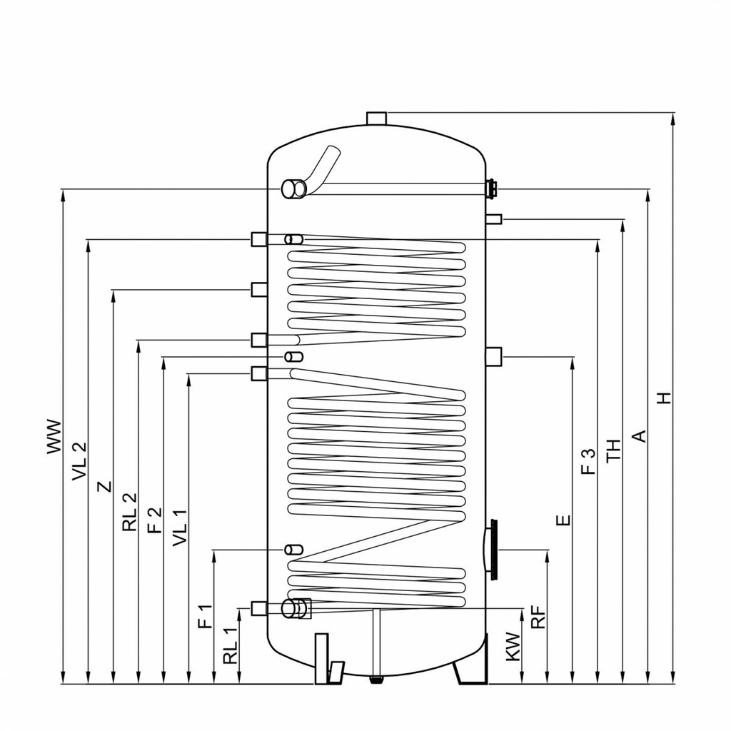 SO.300 TŪRINIS VANDENS ŠILDYTUVAS (BOILERIS) SAULĖS KOLEKTORIUI SU ...